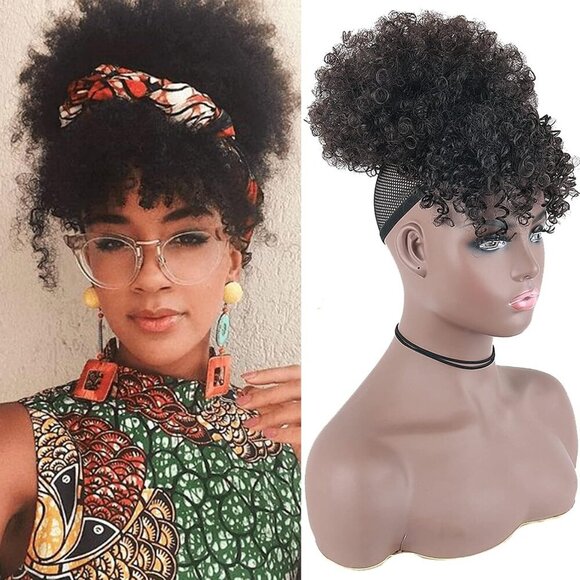 Accessories | Afro High Puff Wig Synthetic Short Kinky Curly Ponytail ...
